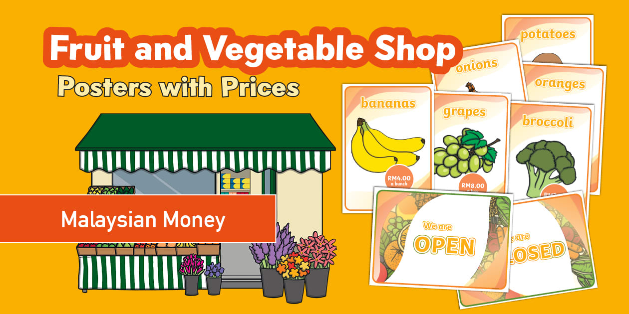 Malaysian Money - Fruit and Vegetable Shop - Fruit & Vegetable Posters with