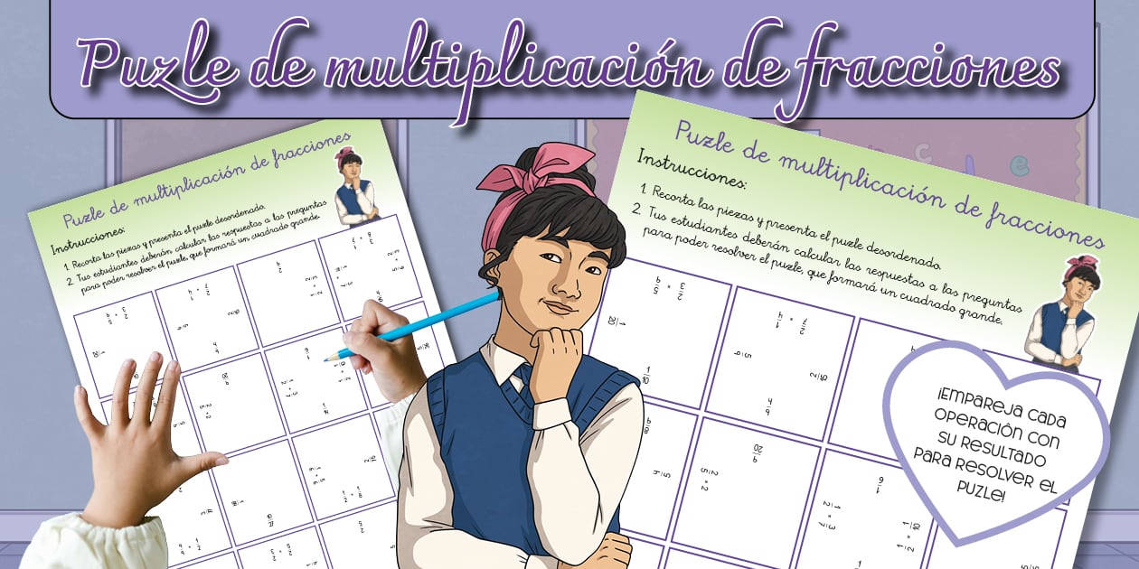 Ficha de actividad: Puzle de multiplicación de fracciones