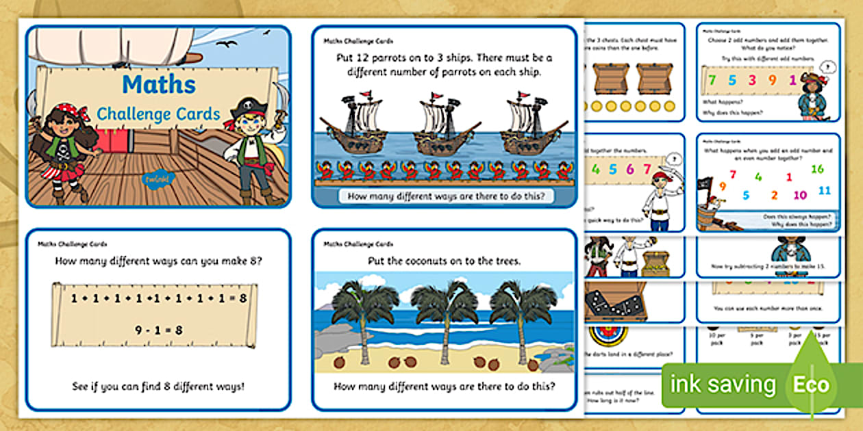 Pirate Themed KS1 Maths Challenge Cards (teacher made)
