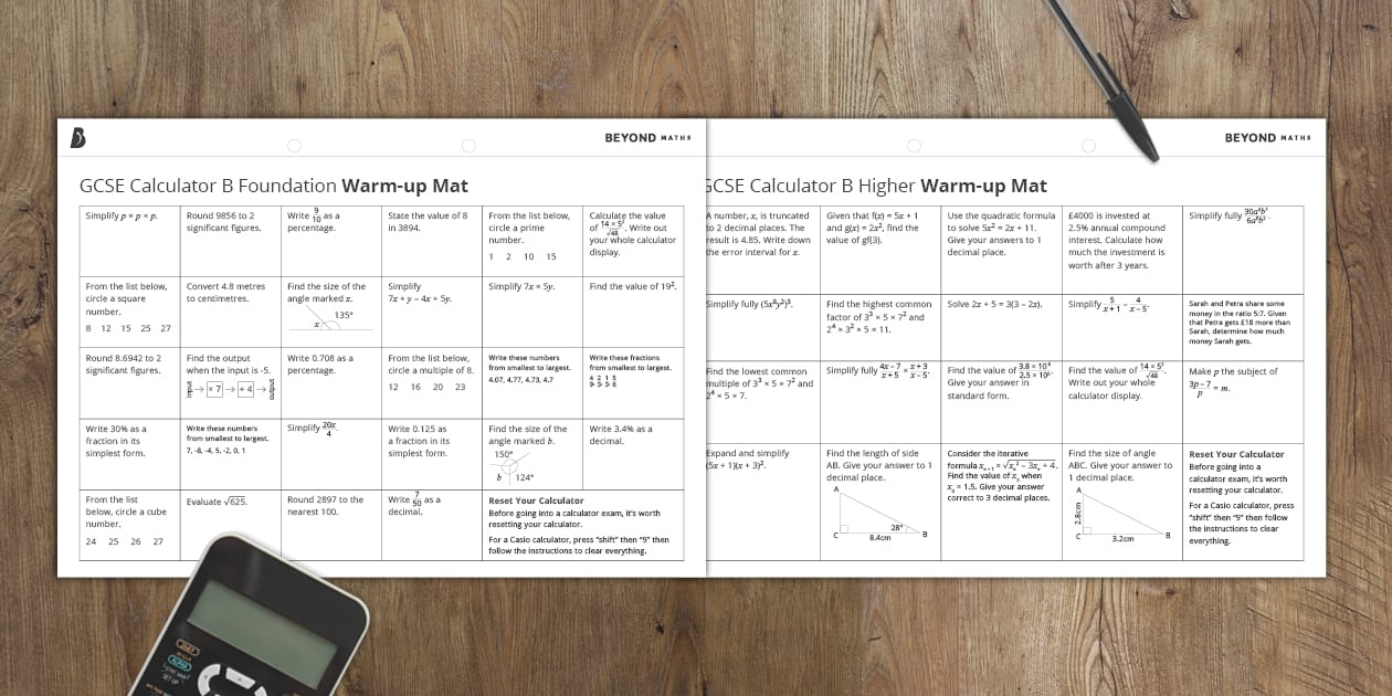 👉 GCSE Maths Warm Up - Foundation and Higher (Calculator B)