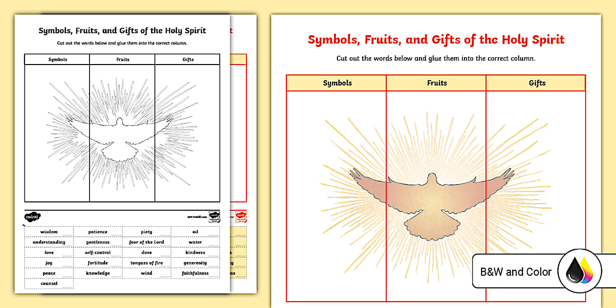 Symbols, Fruits, and Gifts of the Holy Spirit Activity Sheet