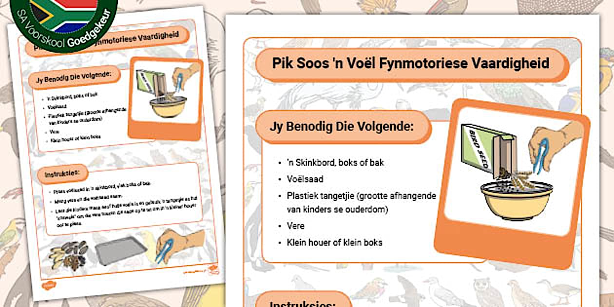 Voorskool - Voëls - Fynmotoriese Pik Aktiwiteit