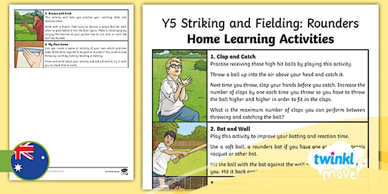 Move PE Striking and Fielding: Rounders Home Learning Tasks