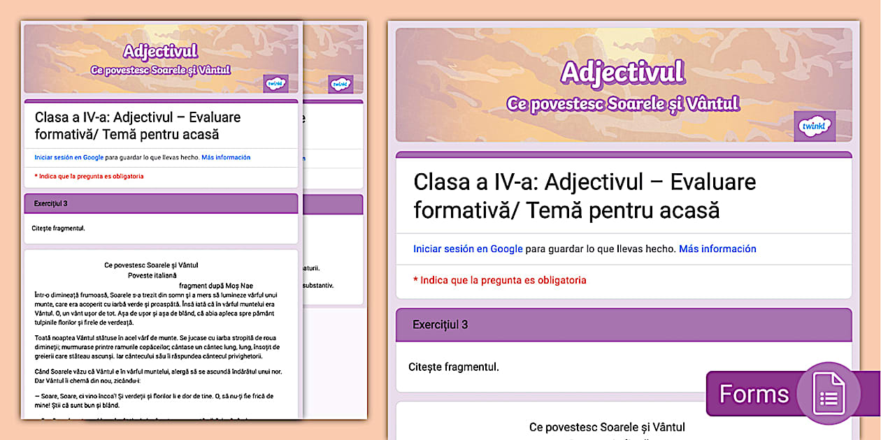 Clasa a IV-a Adjectivul Evaluare formativă Temă pentru acasă