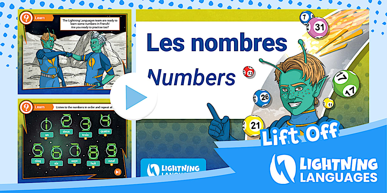 👉 Lightning Languages French Lift Off Numbers PowerPoint 1