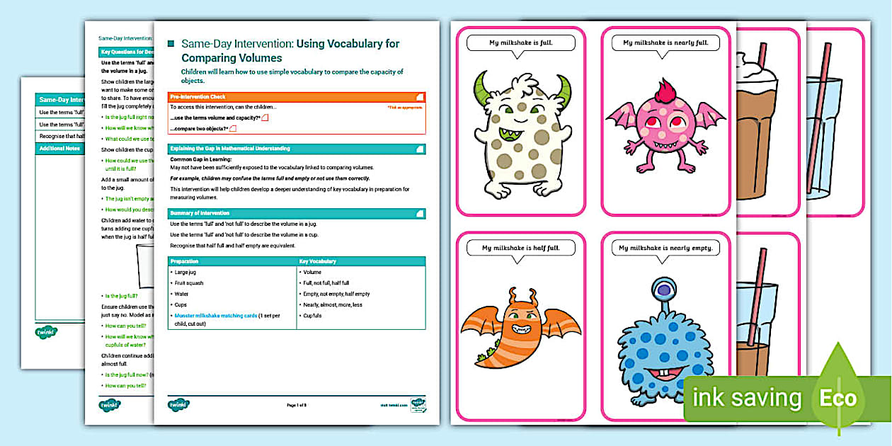 👉 Year 1 Maths Intervention: Using Vocabulary for Volume