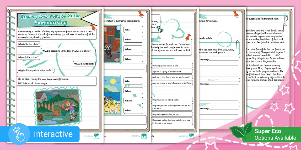 Reading Comprehension Skills: Summarising (Ages 5 - 7)