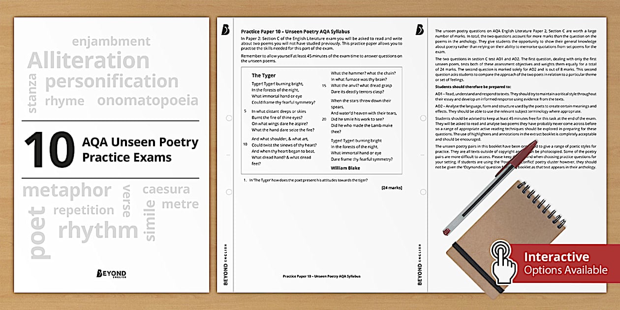 AQA Unseen Poetry Questions | Beyond English - Twinkl