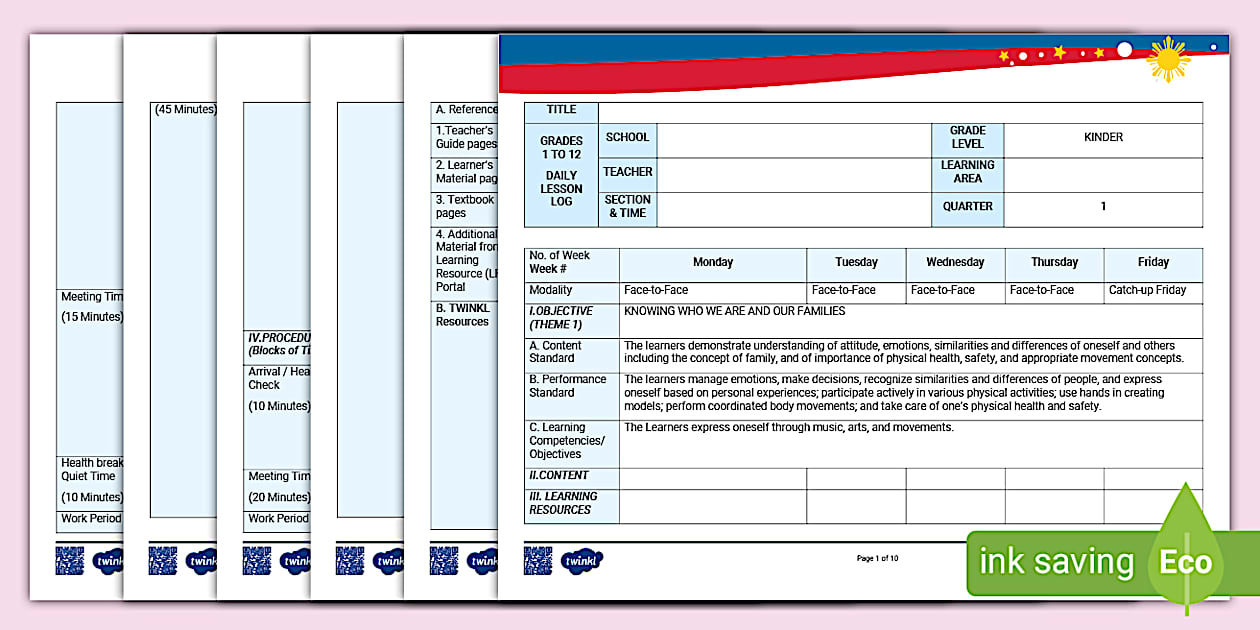 Kindergarten Lesson Plan for Quarter 1 - Week 4 | Twinkl PH