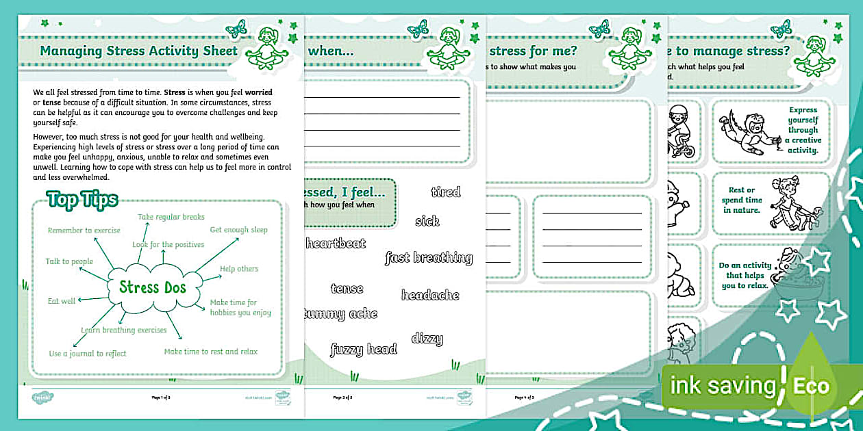 Managing Stress Activity Sheet for Children (teacher made)