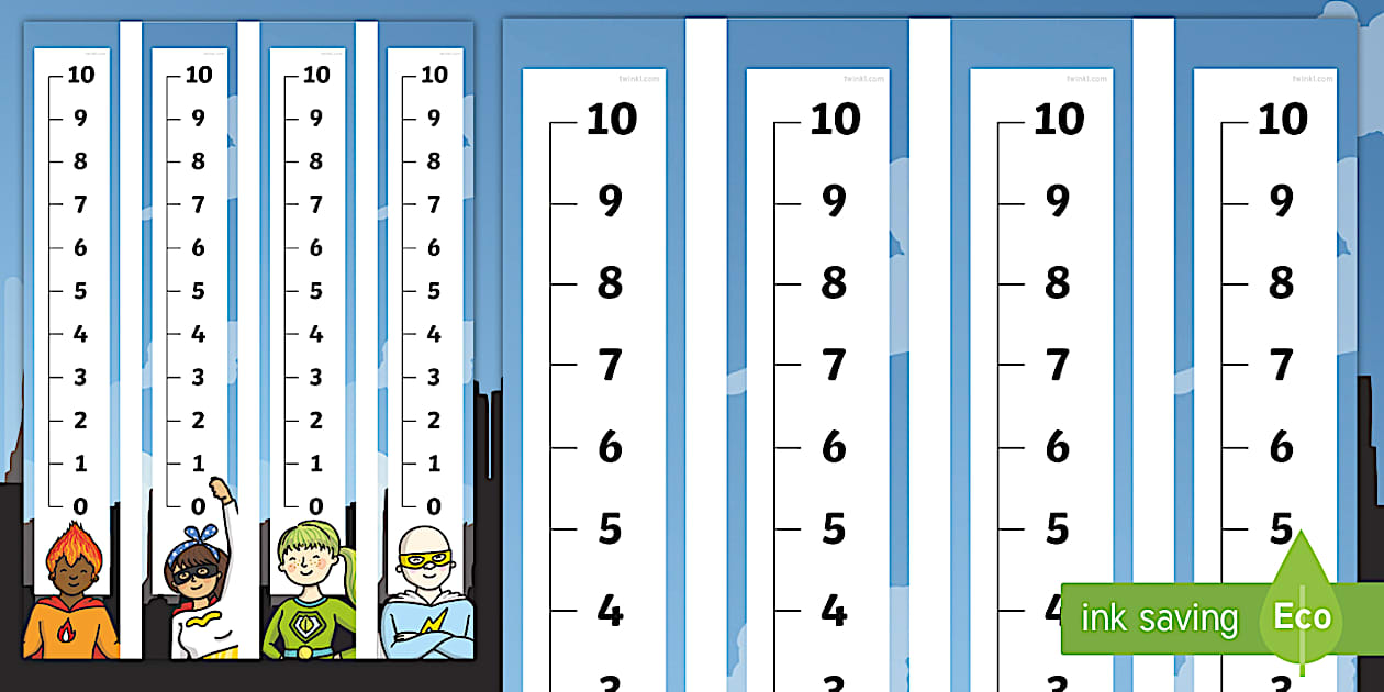 Superhero-Themed 0-10 Vertical Number Line (teacher made)