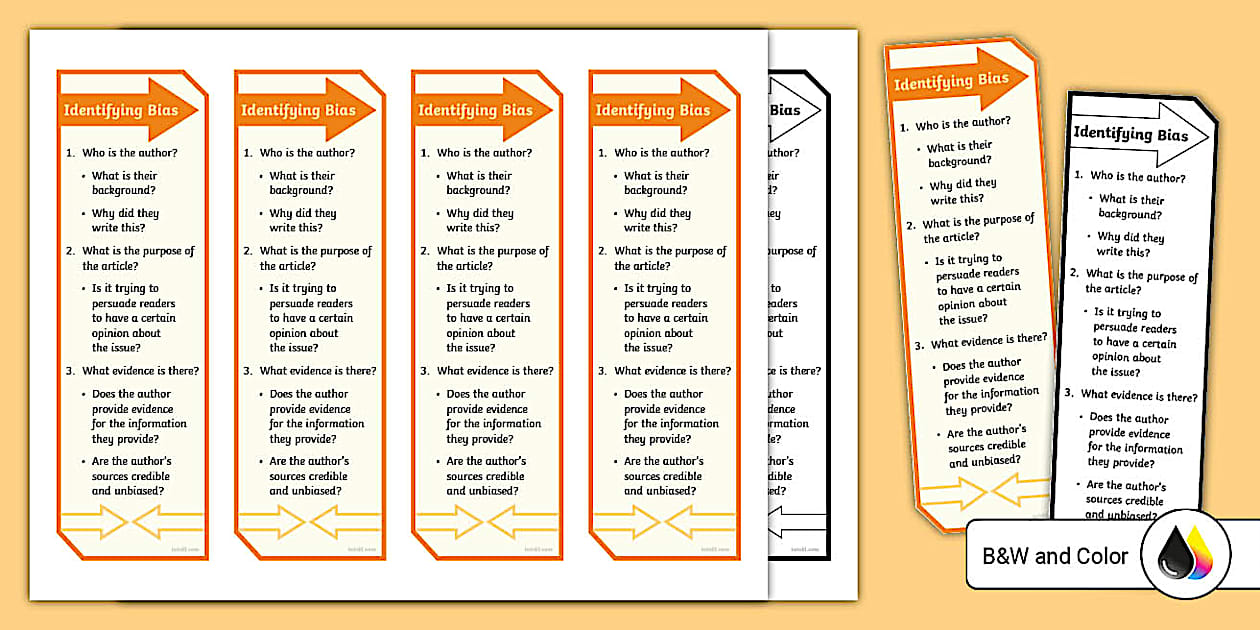 Identifying Bias Bookmark for 6th-8th Grade (Teacher-Made)