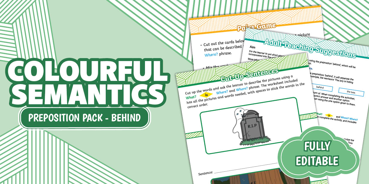 Colourful Semantics Preposition Pack - Behind