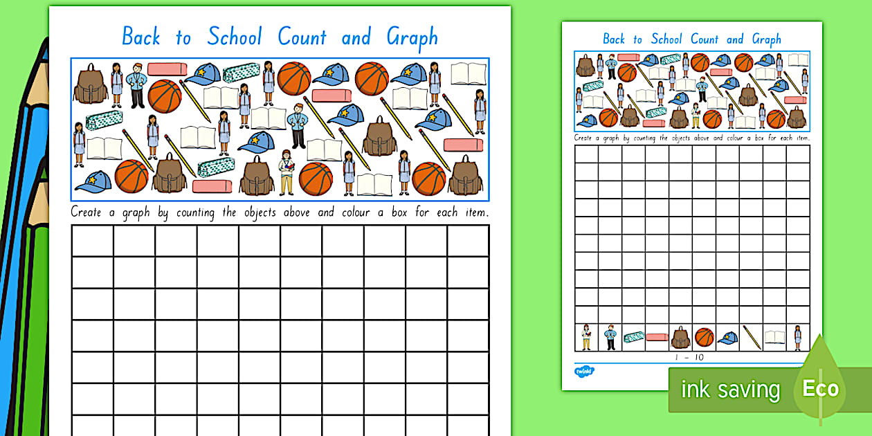 SA Back to School Count and Graph Worksheet (teacher made)