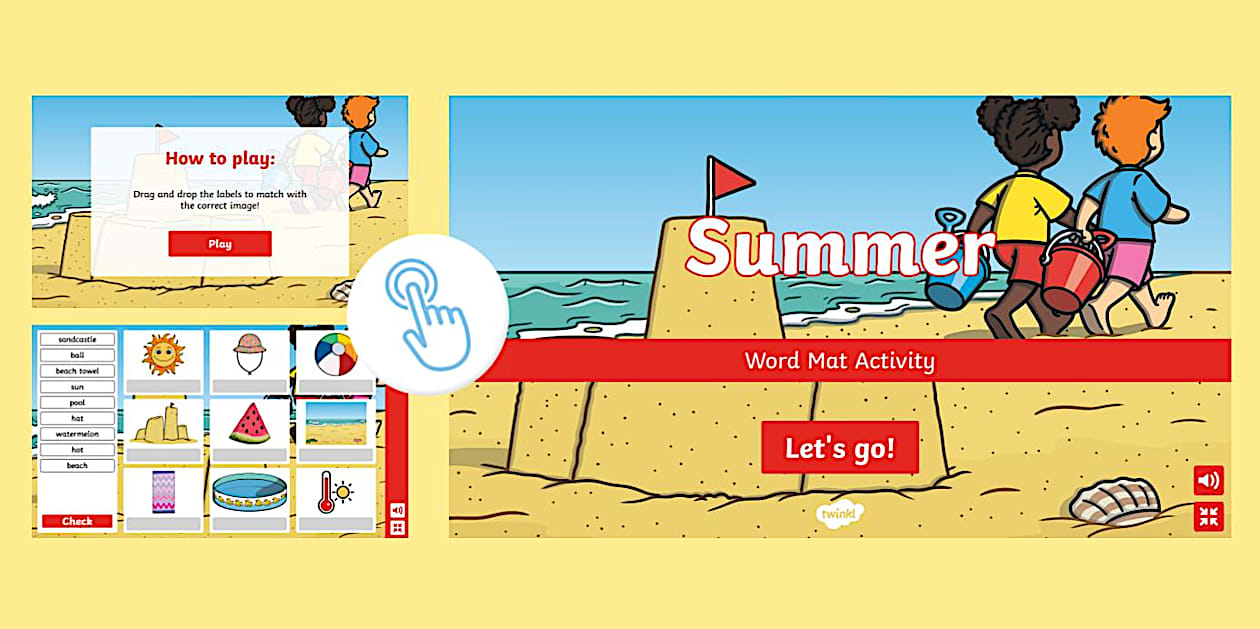 ESL Summer Interactive Word Mat Activity {Kids} - Twinkl