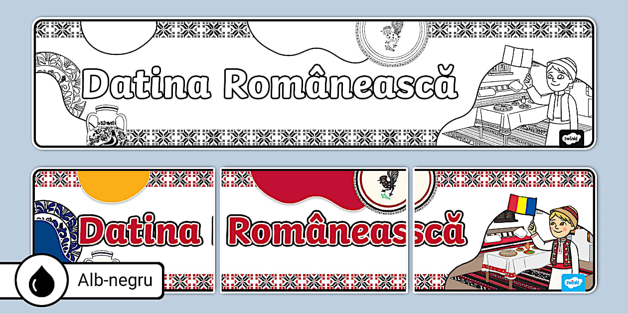 Datina românească – Banner de colorat (teacher made)