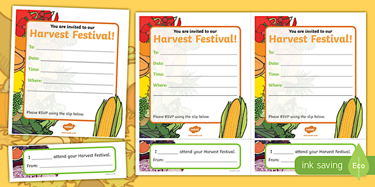 Editable Harvest Festival Invitations Writing Template