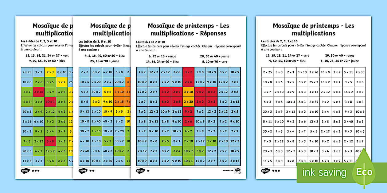 Feuilles d'activités différenciées : Mosaiques de printemps - Les