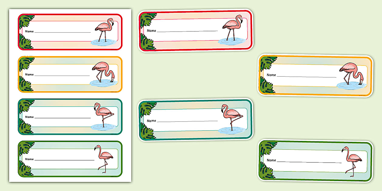 Flamingo Name Tags. (Teacher-Made) - Twinkl