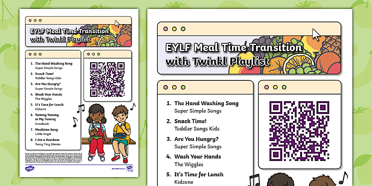 Early Years Meal Time Transition with Twinkl Playlist