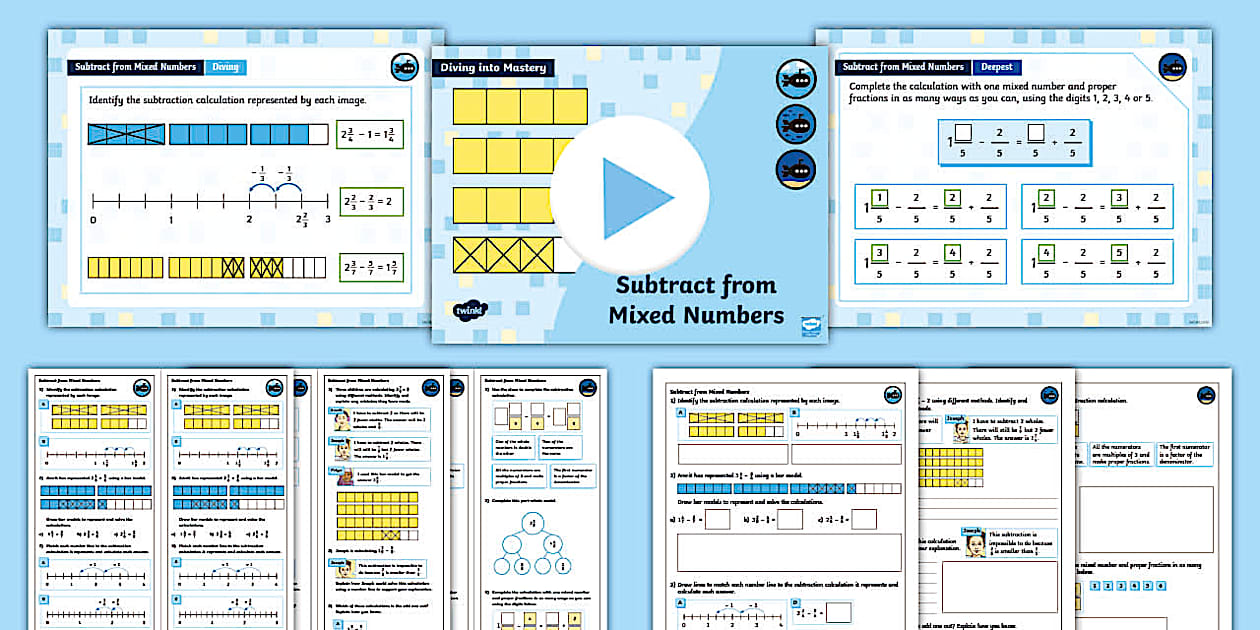 👉 Y4 DiM: Step 15 Subtract from Mixed Numbers Teaching Pack