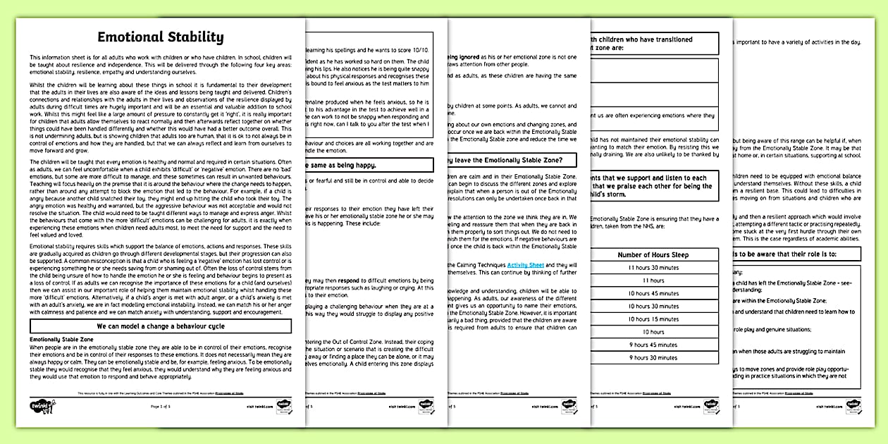 Emotional Stability Adult Guidance (teacher made) - Twinkl