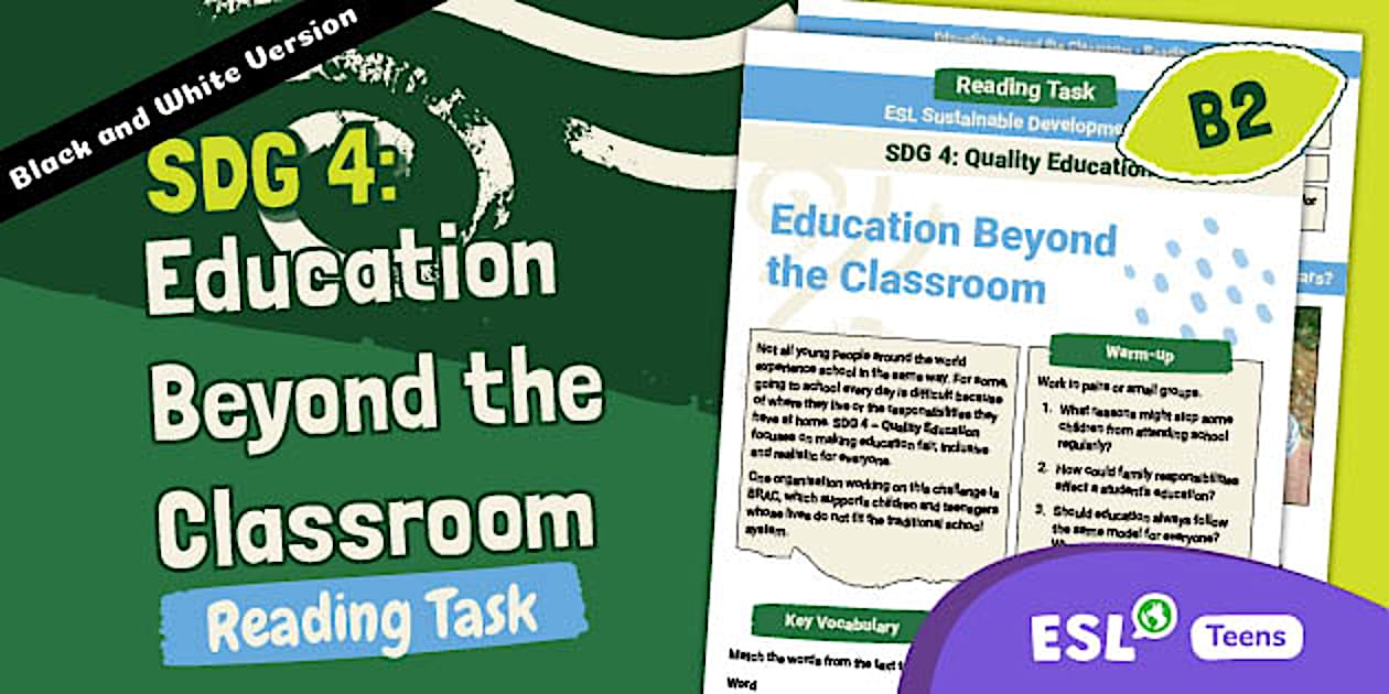 ESL SDG 4: Quality Education – Reading Task for B2 Teens
