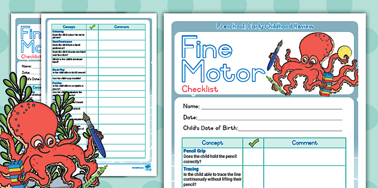 Preschool: Early Childhood Fine Motor Skills Checklist