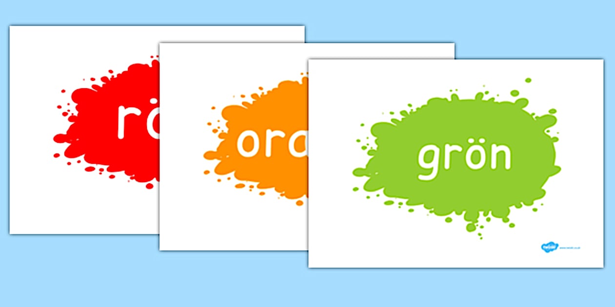 Swedish Colour Words on Splats (teacher made) - Twinkl