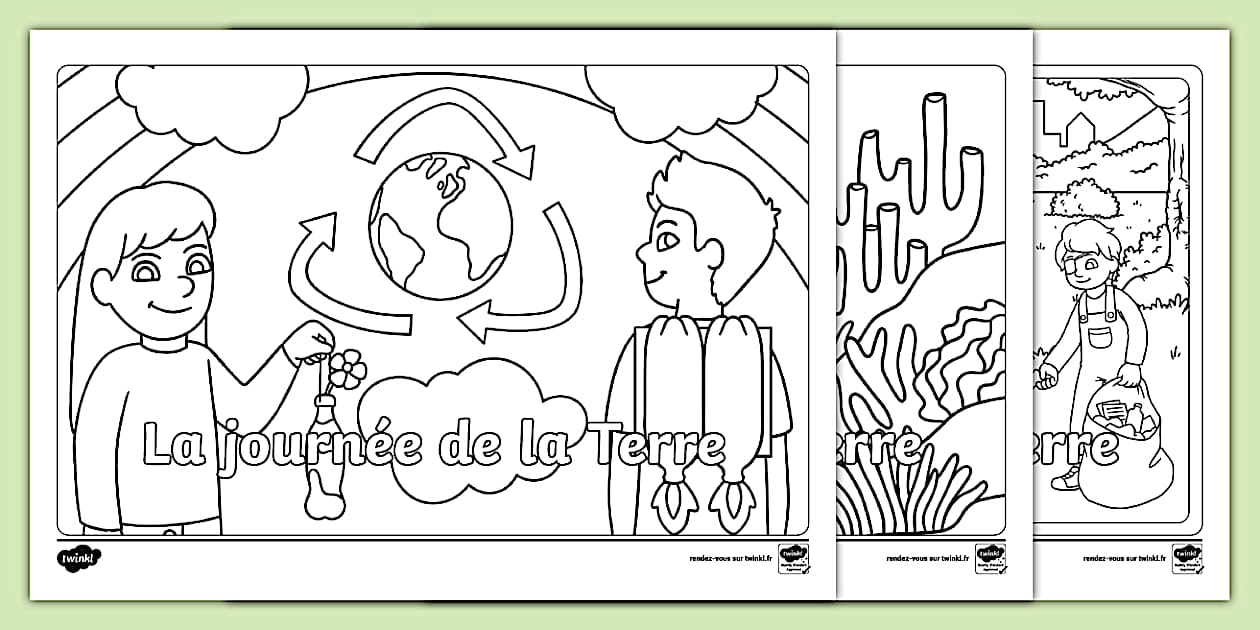 Coloriages : La journée de la Terre (teacher made) - Twinkl