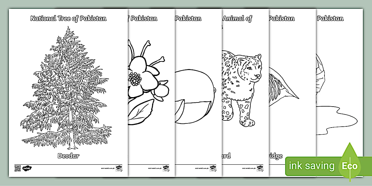 National Symbols of Pakistan- Colouring Pages