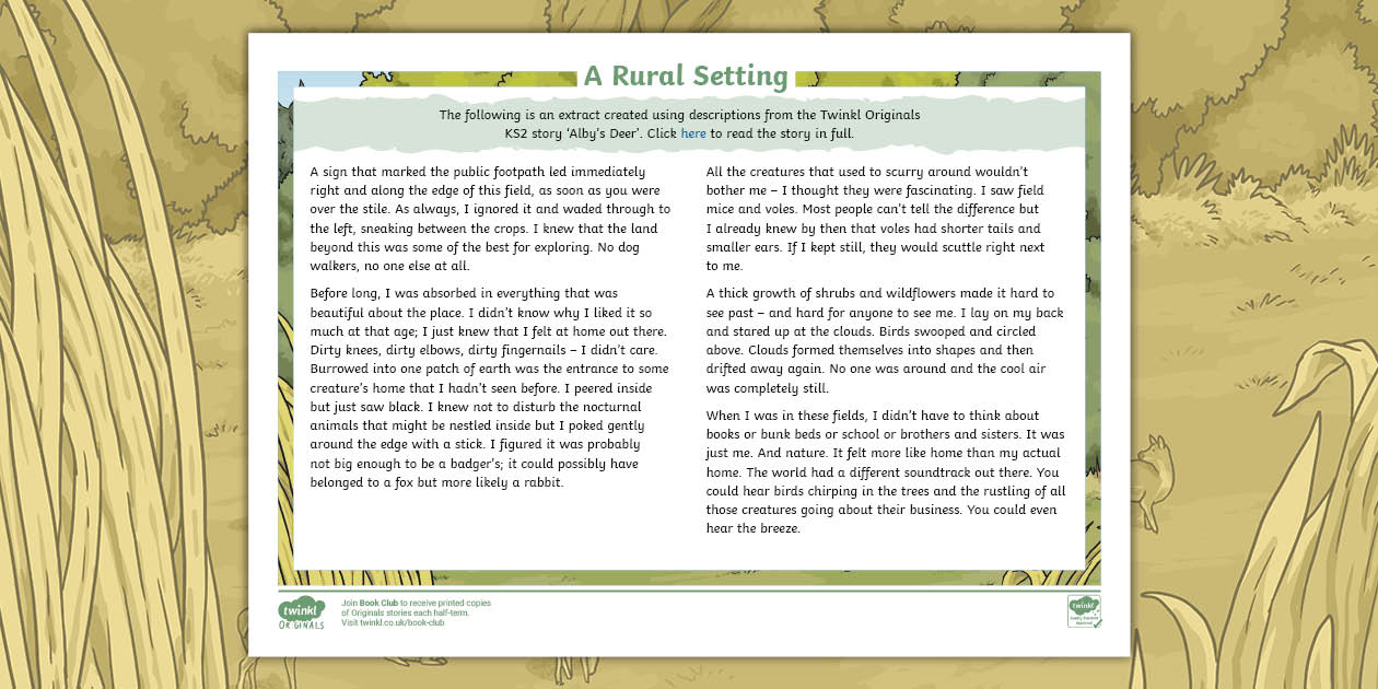 Rural Setting Description Example Text KS2 (teacher made)