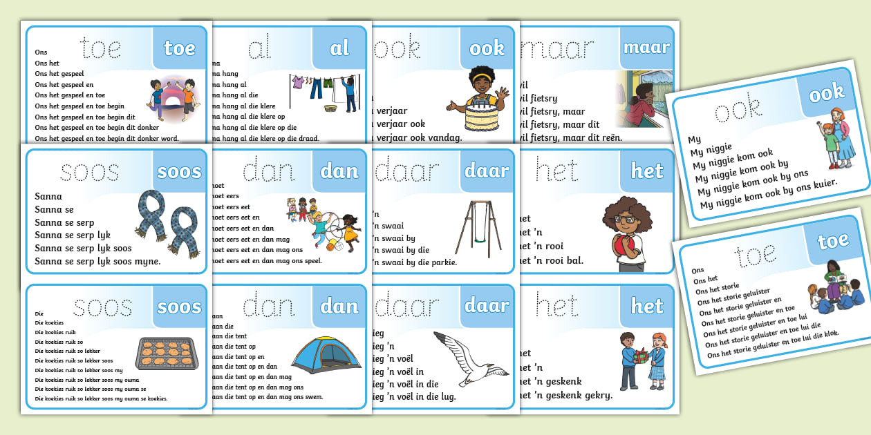 Graad 2 Kwartaal 2 Sigwoorde en Leesvlotheid Flitskaarte