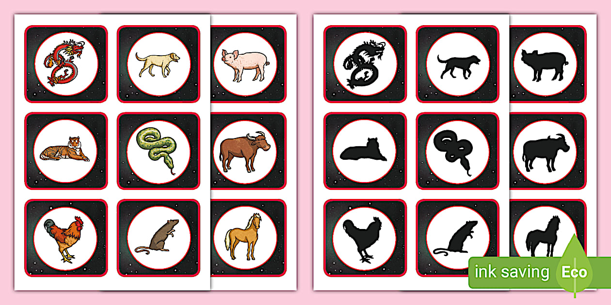 Chinese Zodiac Shadow Matching Activity - Year 3 HASS