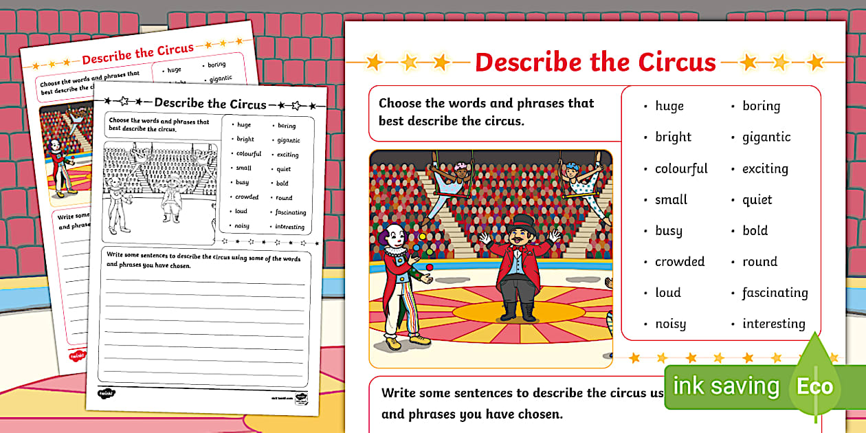 Describe the Circus Writing Activity (teacher made) - Twinkl