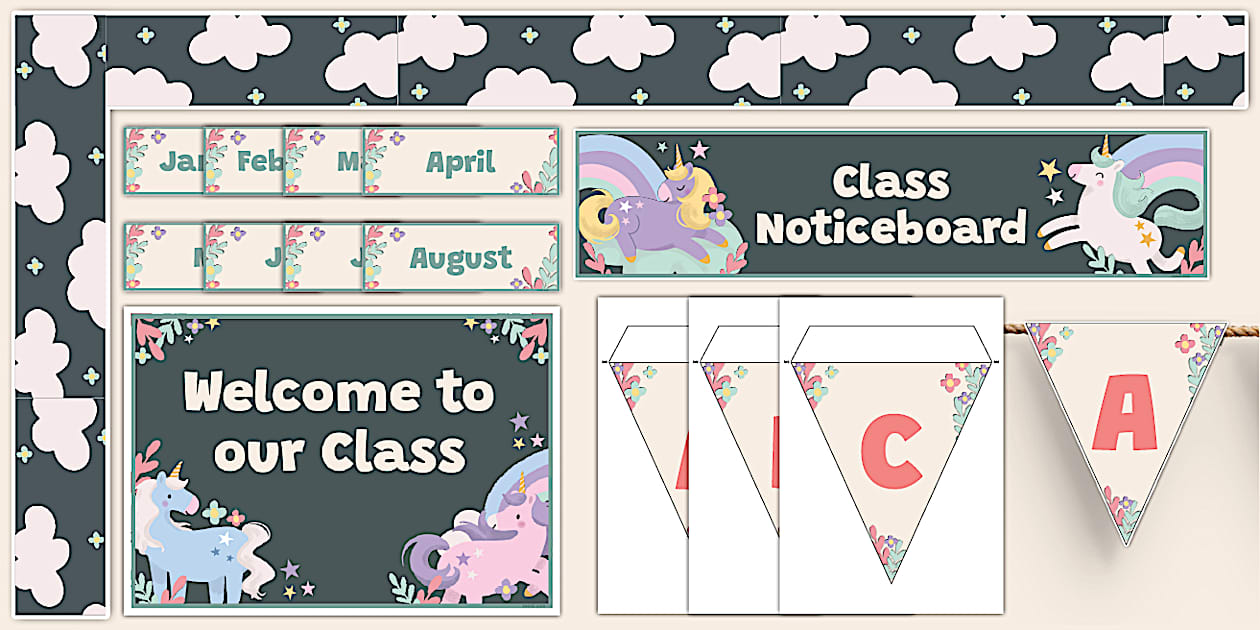 Unicorns Class Noticeboard Pack (Teacher-Made) - Twinkl