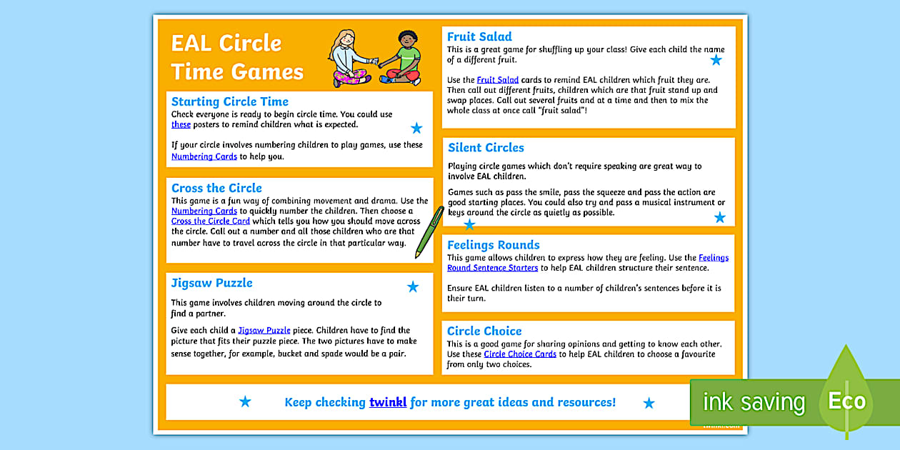 EAL Circle Games for Reception | EYFS Circle Time Activities