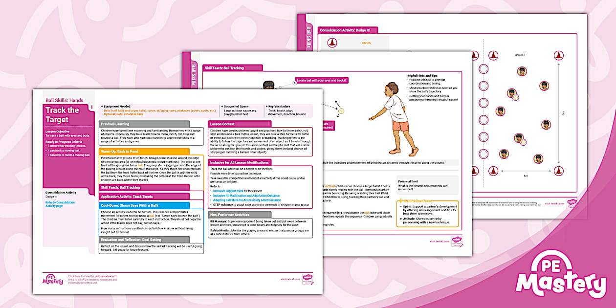 PE Mastery: Year 2 Ball Skills Lesson 2-Moving Target Throw