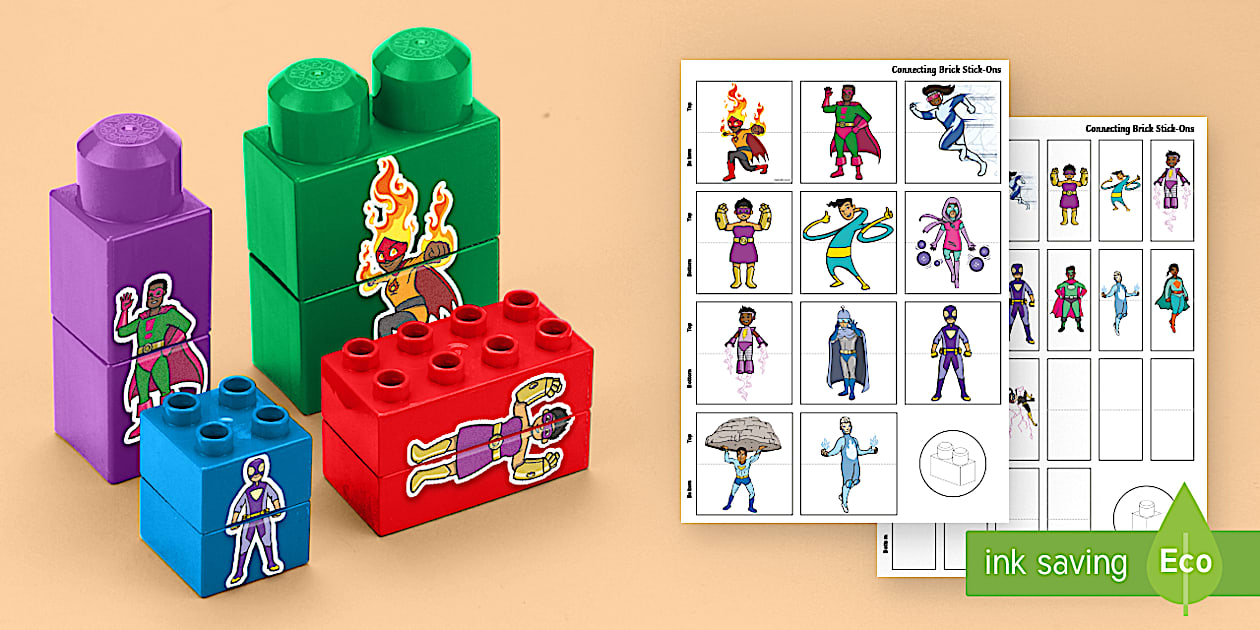 Superheroes Mix and Match Connecting Bricks Game - Twinkl