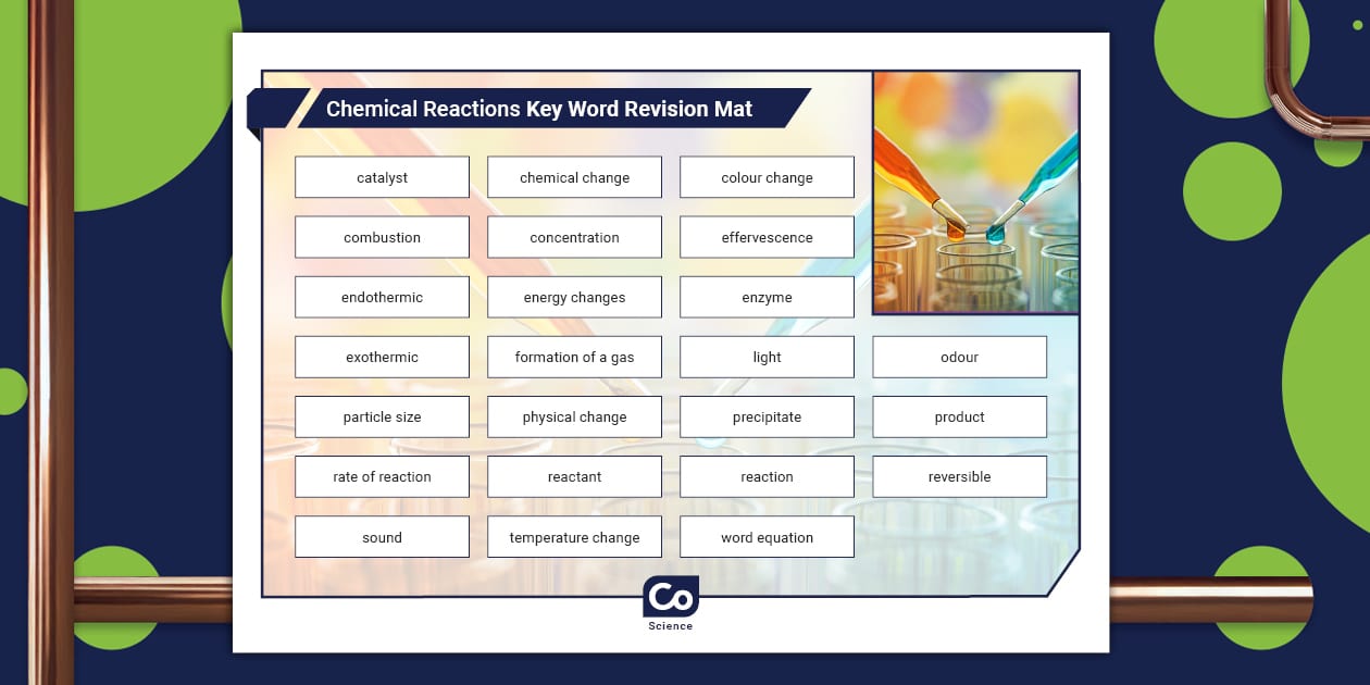 Chemical Reactions Key Words Revision Mat (teacher made)