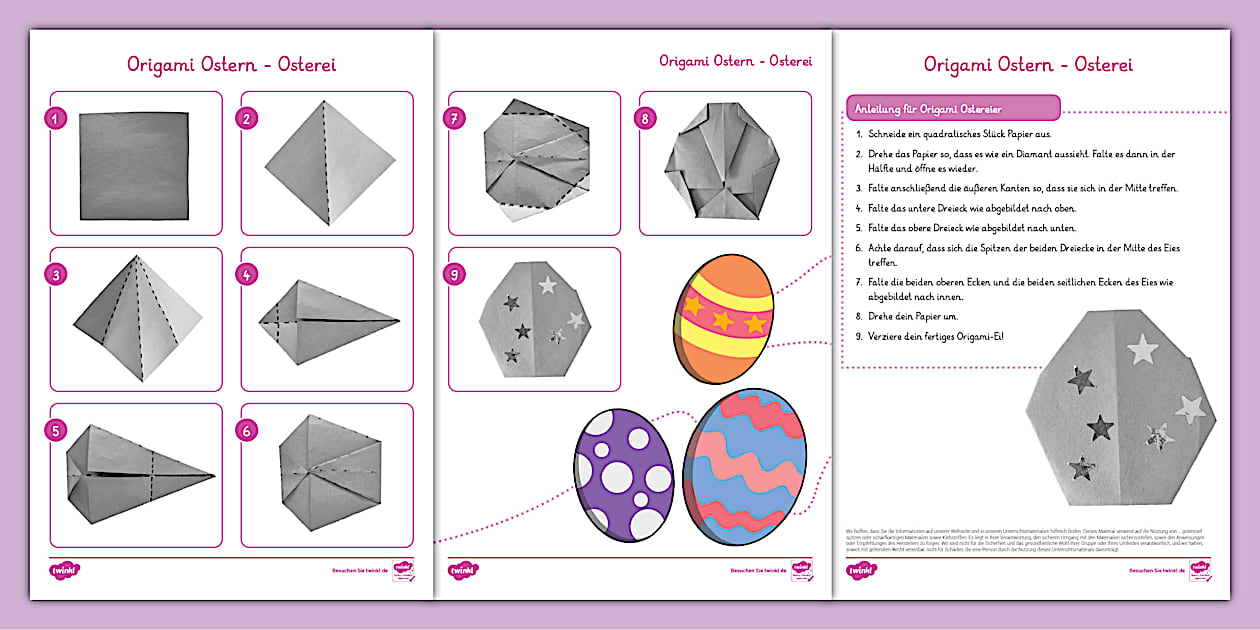 Origami Ostern - Bastelanleitung (teacher made) - Twinkl
