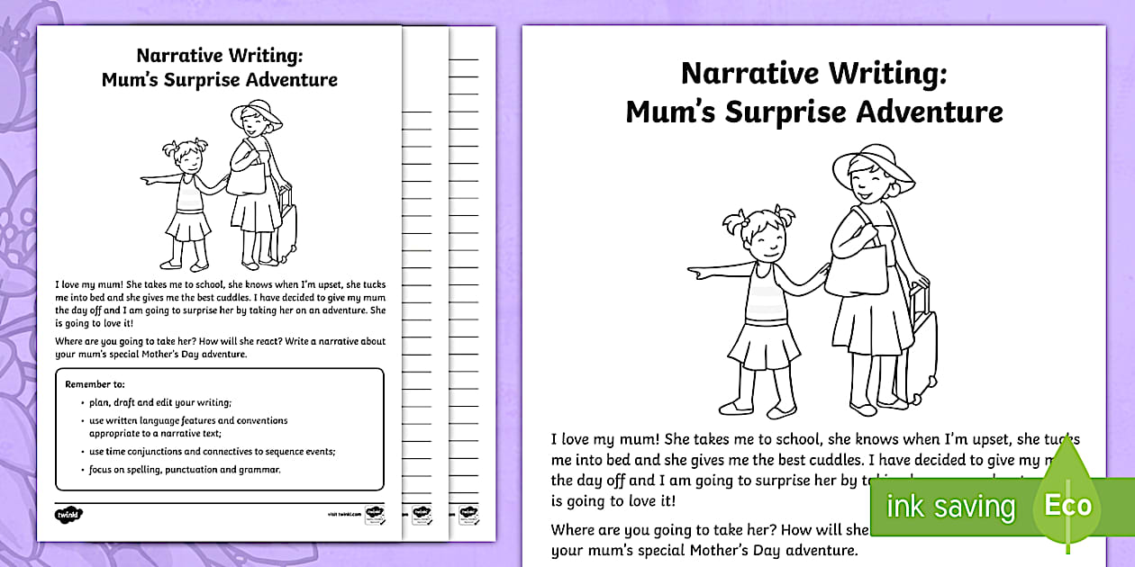 TAS Mum's Surprise Adventure - Narrative Writing Worksheet