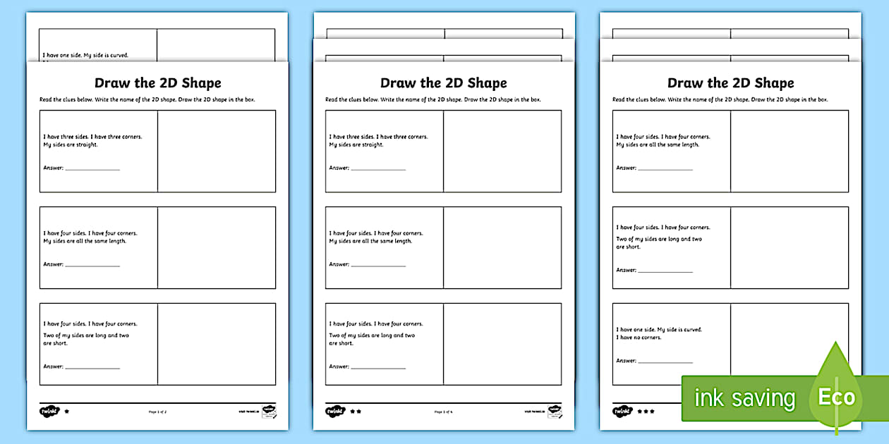Draw the 2D Shape Differentiated Worksheets - Twinkl