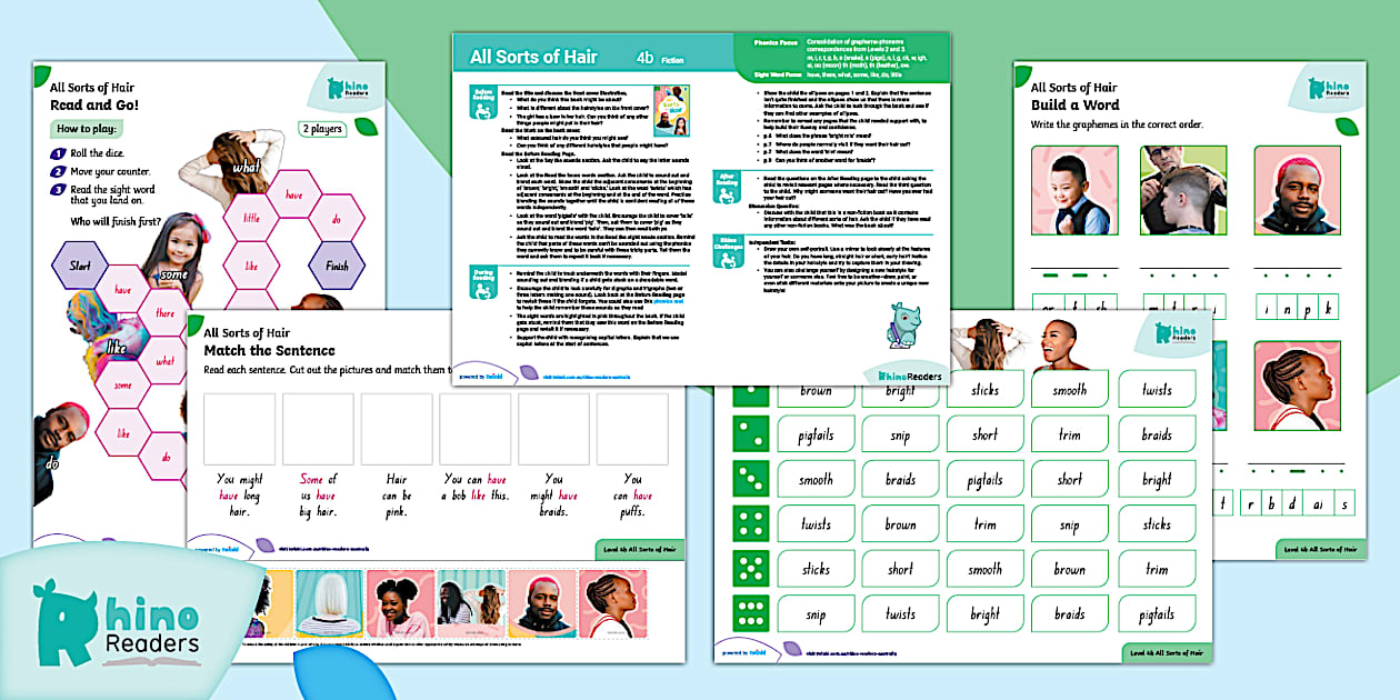 Level 4b All Sorts of Hair Guided Reading Pack - Twinkl