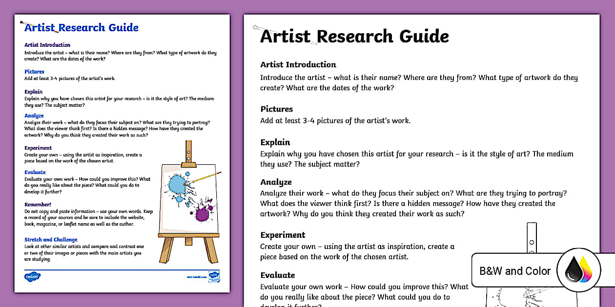 Artist Research Guide for 3rd-5th Grade