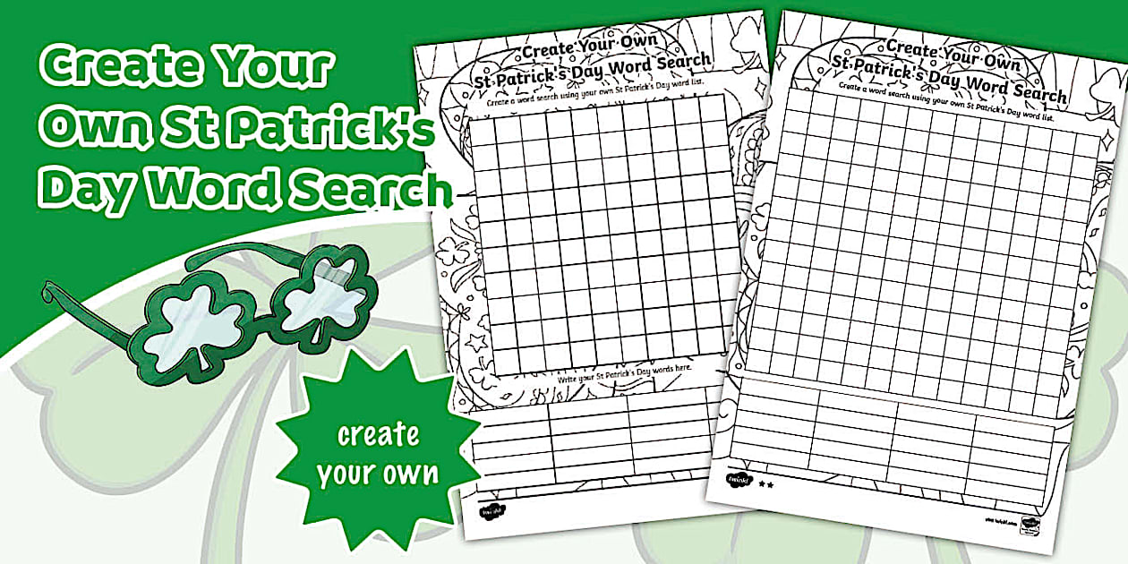 Blank Create Your Own St Patrick's Day Word Search Template