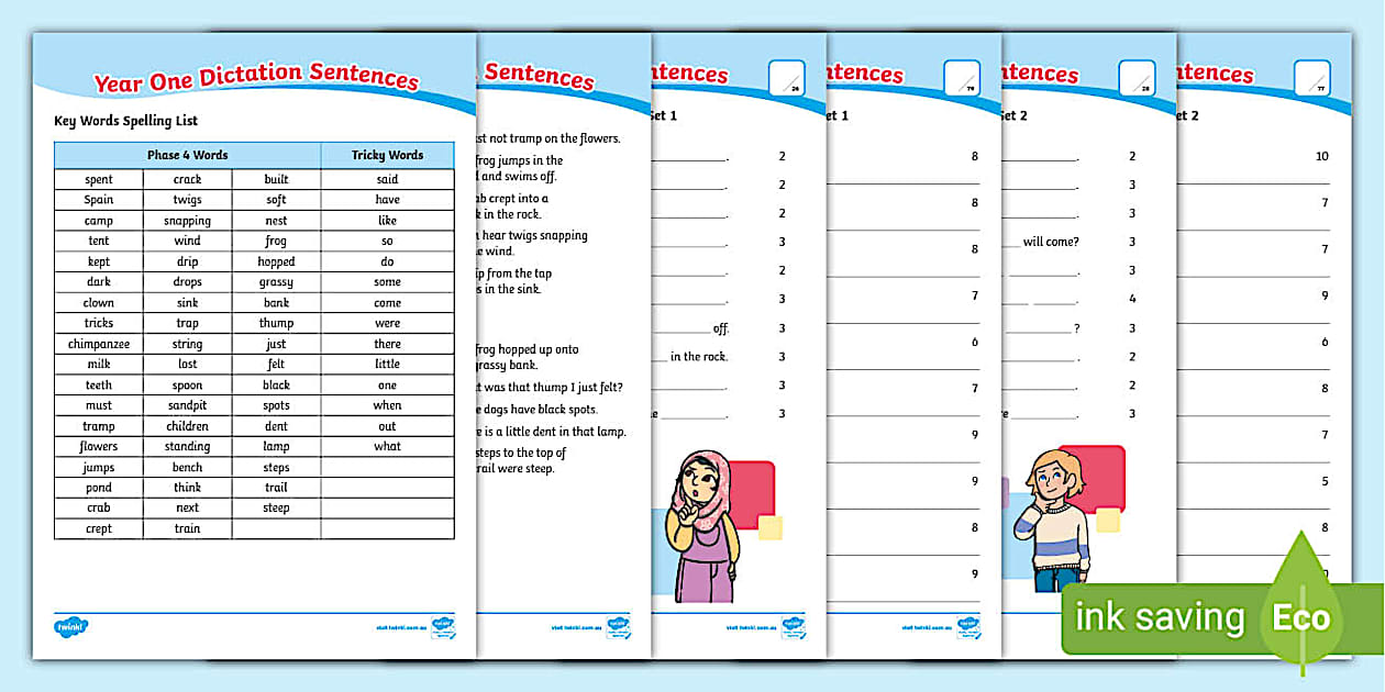 Year One Dictation Sentences Assessment Pack (Teacher-Made)