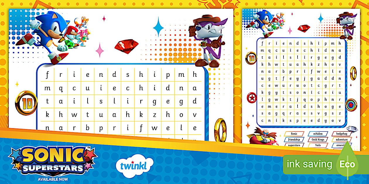 FREE! - Sonic Word Search | Sonic the Hedgehog | SEGA