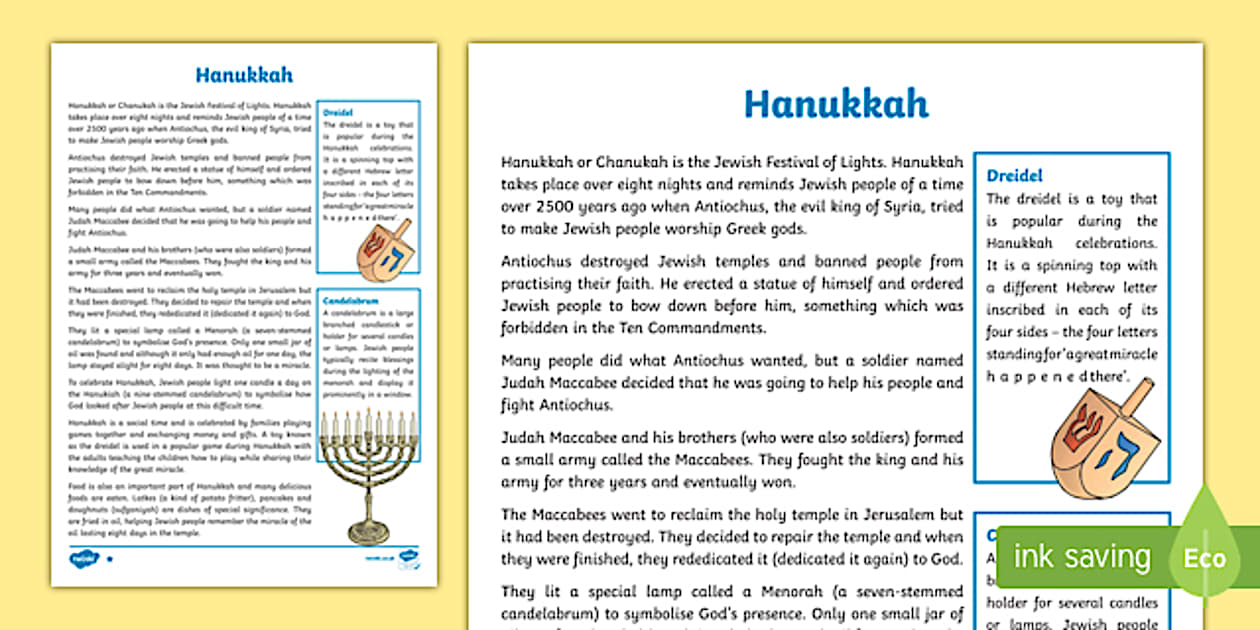 Black and White Hanukkah Fact File (teacher made) - Twinkl