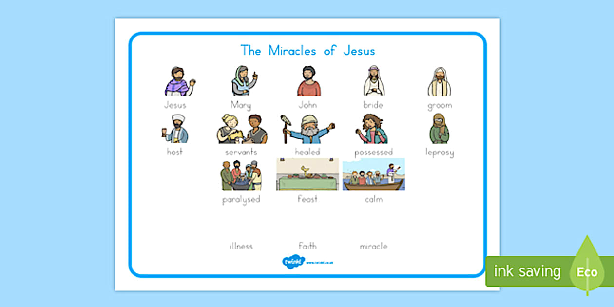 The Miracles of Jesus Bible Stories Word Mat (teacher made)